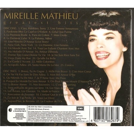 Greatest hits de Mireille Mathieu, CD x 2 chez rockinronnie - Ref:115022492